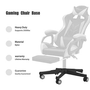 Frassie 28 Inch Nylon Gaming Chair Base with 5 Casters, Heavy Duty Office Computer Chair Base Replacement Part (White)