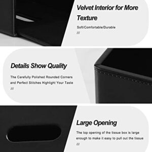 GOLRANLYE Tissue Box Cover Square Multifunctional PU Leather Facial Tissue Box Holder for Dresser Bathroom Decor (Black)