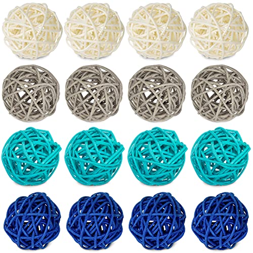 FUTUREPLUSX 16 PCS Decorative Balls, 2 Inches Rattan Balls Wicker Rattan Balls Orbs Bowl Fillers Home Decor