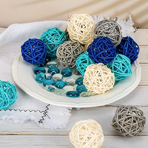 FUTUREPLUSX 16 PCS Decorative Balls, 2 Inches Rattan Balls Wicker Rattan Balls Orbs Bowl Fillers Home Decor