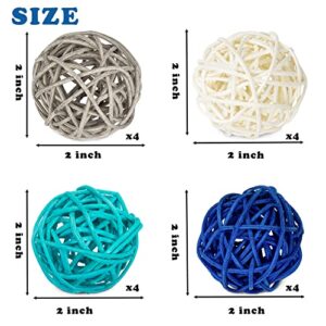 FUTUREPLUSX 16 PCS Decorative Balls, 2 Inches Rattan Balls Wicker Rattan Balls Orbs Bowl Fillers Home Decor