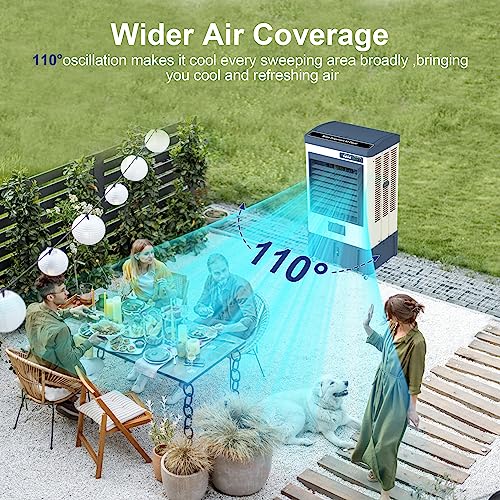 Uthfy Evaporative Air Cooler,3531 CFM Swamp Cooler with 3 Speeds,Water Fan with 10.6 Gallons Tank & 3 Ice Boxes,Portable Air Conditioner for Indoor Outdoor Use,Commercial & Residential