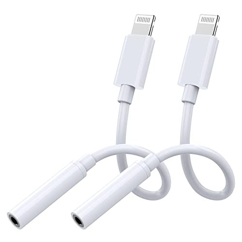 2 Pack Lightning to 3.5 mm Headphone Jack Adapter, Apple MFi Certified iPhone to 3.5mm Jack Aux Dongle Cable iPhone Headphone Jack Converter Compatible with iPhone 14 13 12 11 Pro XR XS X 8 7 iPad