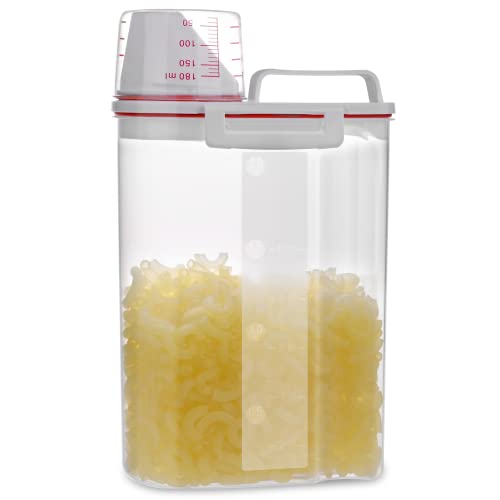 Rice Storage Bin Cereal Containers Dispenser with BPA Free Plastic + Airtight Design + Measuring Cup + Pour Spout - 2KG Capacities of Rice Perfect for Rice Cooker