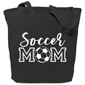 GXVUIS Soccer Mom Canvas Tote Bag for Women Aesthetic Football Reusable Grocery Shoulder Shopping Bags Funny Gifts for Mama Black