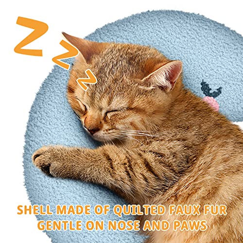 Pet Pillows for Cat Pet Toy, Soft Fluffy Cat Pillow, Catnip Toy Ball Pet Toy, Pet Calming Toy Joint Relief Sleeping Improve Pet Playing Toys Machine Washable-Blue