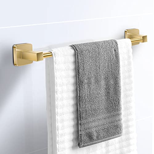 Bathroom Hardware Set 4 Pieces,Gold Towel Bar Set Stainless Steel, 17In Hand Towel Bar, Towel Ring, Robe Towel Hooks,Toilet Paper Holder, Bathroom Towel Rack Set