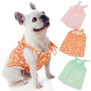 iecoii 3 pack dog shirts, sleeveless dog vest, floral dog tank top, soft breathable spring summer shirts for dogs, dog t shirt, puppy shirts, dog suspenders, dog clothes for cats puppies small dogs