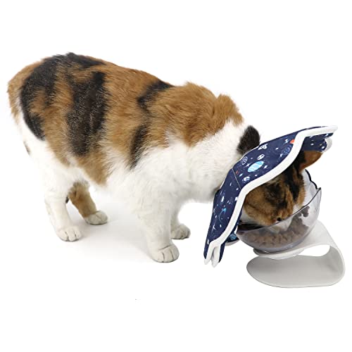 QIYADIN Soft Cat Recovery Cone, Durable Dog Collar After Surgery, Waterproof Pet Elizabethan Collar Protective Wound Healing for Cats and Puppies (Medium/Planet Pattern)