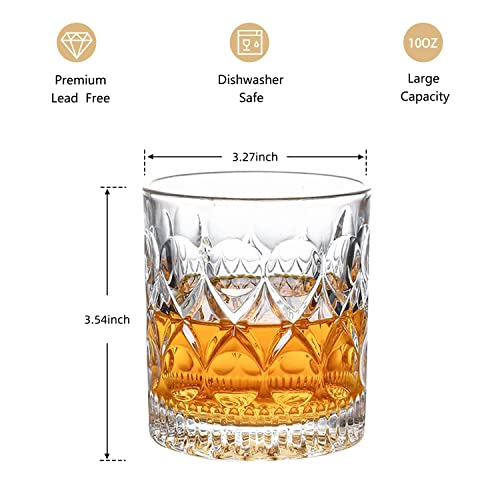 Caicai Baby 2PC Whiskey Glasses with 2 Ice Ball Maker Molds, Old Fashioned Rock Glasses for Bourbon, Scotch,Rum,Whiskey Gift for Men, Bourbon Glass Set of 4