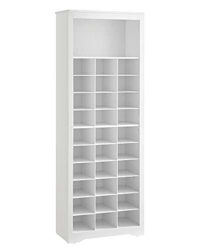 VASAGLE Shoe Storage Cabinet, 10 Tier Shoe Rack Organizer, Holds Up to 30 Pairs of Shoes, for Entryway Bedroom, 12.6 x 24.8 x 73.6 Inches, White ULBS273T14