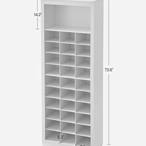 VASAGLE Shoe Storage Cabinet, 10 Tier Shoe Rack Organizer, Holds Up to 30 Pairs of Shoes, for Entryway Bedroom, 12.6 x 24.8 x 73.6 Inches, White ULBS273T14