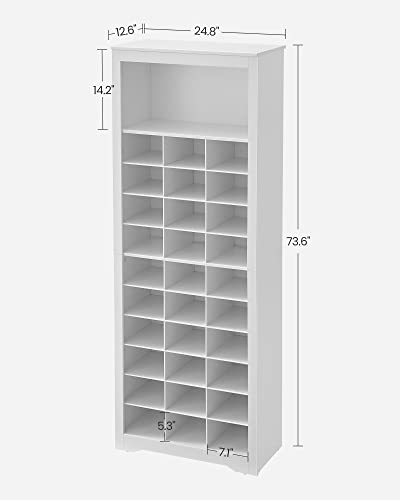 VASAGLE Shoe Storage Cabinet, 10 Tier Shoe Rack Organizer, Holds Up to 30 Pairs of Shoes, for Entryway Bedroom, 12.6 x 24.8 x 73.6 Inches, White ULBS273T14