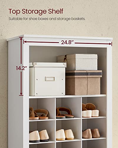 VASAGLE Shoe Storage Cabinet, 10 Tier Shoe Rack Organizer, Holds Up to 30 Pairs of Shoes, for Entryway Bedroom, 12.6 x 24.8 x 73.6 Inches, White ULBS273T14