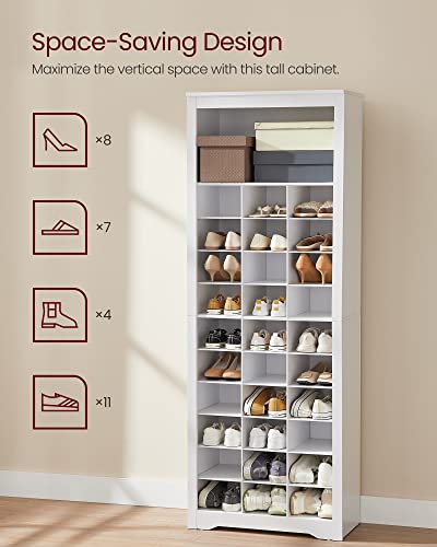 VASAGLE Shoe Storage Cabinet, 10 Tier Shoe Rack Organizer, Holds Up to 30 Pairs of Shoes, for Entryway Bedroom, 12.6 x 24.8 x 73.6 Inches, White ULBS273T14