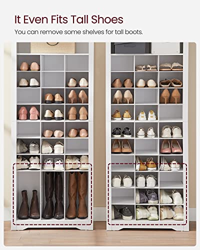 VASAGLE Shoe Storage Cabinet, 10 Tier Shoe Rack Organizer, Holds Up to 30 Pairs of Shoes, for Entryway Bedroom, 12.6 x 24.8 x 73.6 Inches, White ULBS273T14