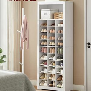 VASAGLE Shoe Storage Cabinet, 10 Tier Shoe Rack Organizer, Holds Up to 30 Pairs of Shoes, for Entryway Bedroom, 12.6 x 24.8 x 73.6 Inches, White ULBS273T14