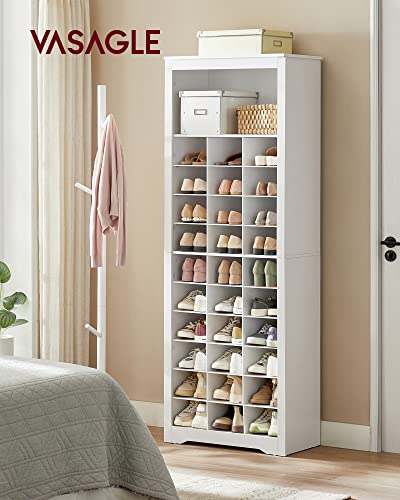 VASAGLE Shoe Storage Cabinet, 10 Tier Shoe Rack Organizer, Holds Up to 30 Pairs of Shoes, for Entryway Bedroom, 12.6 x 24.8 x 73.6 Inches, White ULBS273T14