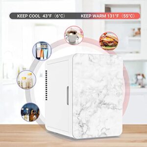 Living Enrichment Mini Fridge 4 Liter/6 Can Skincare Fridge, Cooler and Warmer Portable Small Refrigerator, AC Plug DC 12V Adapter, for Skincare, Medications, Bedroom, Travel Car, White