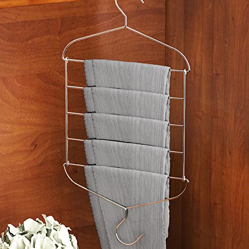 Magic Pants Hangers Stainless Steel Foldable Drying Rack,Hook Design at Both Ends,Space Saving Hangers Clothes Closet Storage Organizer for Pants Jeans Skirts Scarf Ties Towels