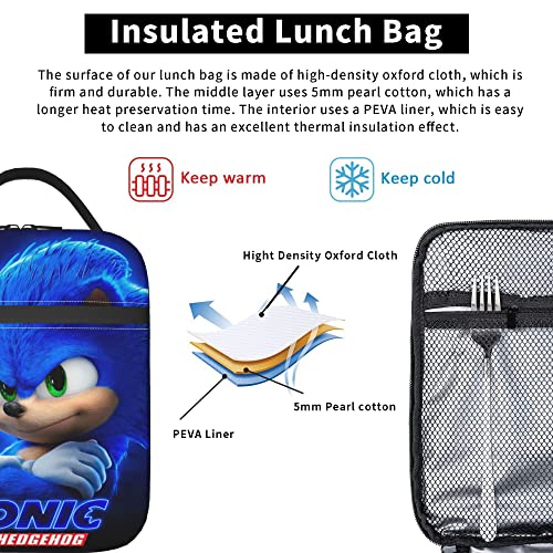 Mioage Cartoon Lunch Bag Reusable Insulated Lunch Box Large Capacity Luncg Bags Leakproof Portable Handbags Tote Bag For Boys Girls