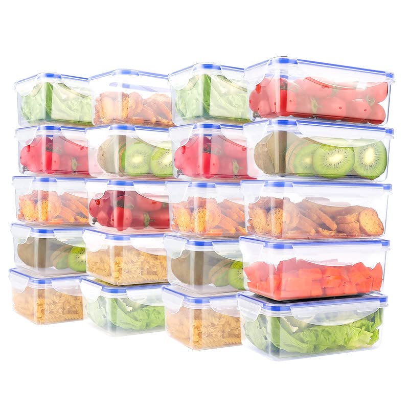 Tauno Plastic Food Storage Containers with Airtight Lids, 3.3 Cup Food Prep Containers for Kitchen and Pantry Organization, Reusable and BPA Free Lunch Boxes, Microwave/Dishwasher/Freezer Safe, 20 Pack