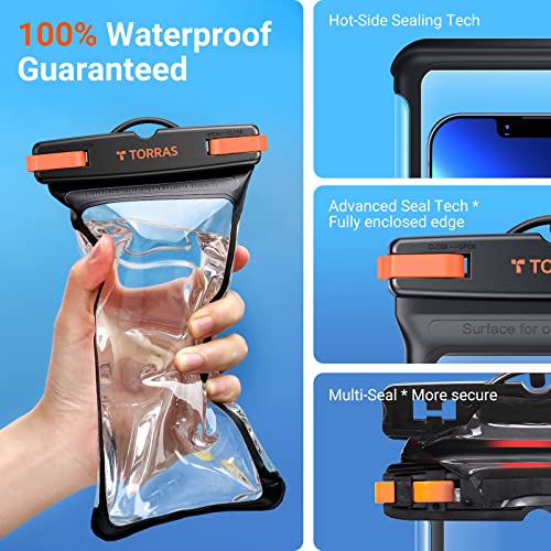 TORRAS 𝟐𝟎𝟐𝟐 𝗡𝗘𝗪 Icecube Waterproof Phone Pouch [Underwater Screen Touchable] IPX8 Waterproof with Adjustable Lanyard Clear Phone Dry Bag for iPhone 13 Pro Max/12/11 Samsung Google Up to 7.0''