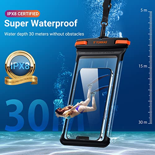 TORRAS 𝟐𝟎𝟐𝟐 𝗡𝗘𝗪 Icecube Waterproof Phone Pouch [Underwater Screen Touchable] IPX8 Waterproof with Adjustable Lanyard Clear Phone Dry Bag for iPhone 13 Pro Max/12/11 Samsung Google Up to 7.0''