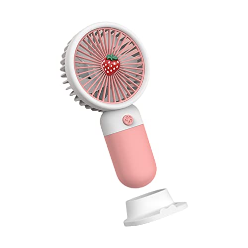 Tuelaly Cute Mini Fan Kawaiis Hand Fan Portable Desk Fan Rechargeable Summer Fruit Phone Rack for Women Girls Dorm Strawberry