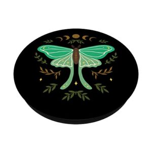 Celestial Luna Moth Witchy Folk Art Botanical Moon Phases PopSockets Swappable PopGrip