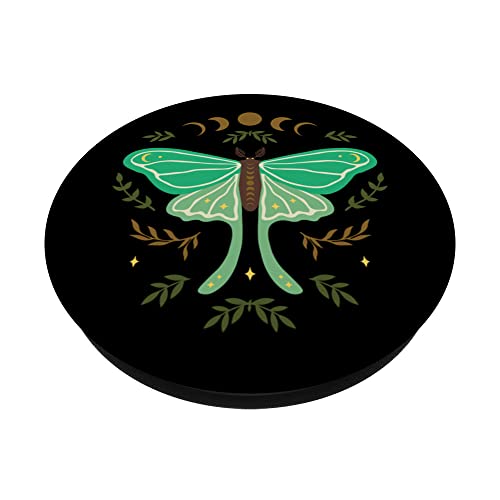 Celestial Luna Moth Witchy Folk Art Botanical Moon Phases PopSockets Swappable PopGrip