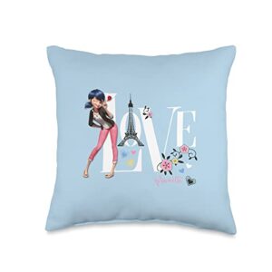 miraculous ladybug charming paris love marinette throw pillow, 16x16, multicolor