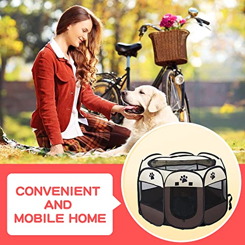 Portable Dog Playpen| Ronsan Dog House Indoor Outdoor| Pet Playpen for Small Dogs| Dog Travel Accessories Cat Kennel Size L