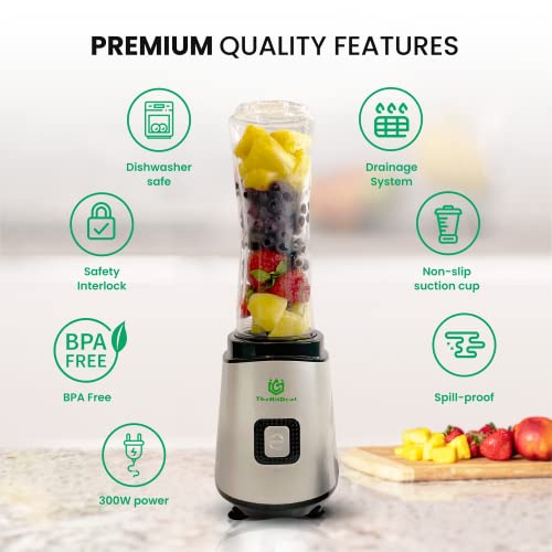 TheHitDeal Personal Blender for Shakes and Smoothies - Bullet Blender with 20 Oz Tritan Cup, 300W Power, One Button Operation, Portable Blender, Travel Cup