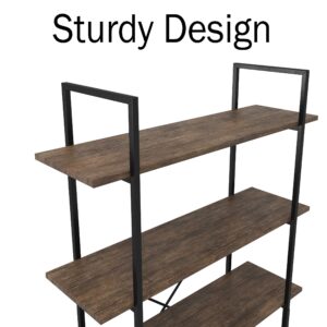 Lavish Home 5-Tier Bookshelf – Open Industrial Style Wooden Bookcase – Freestanding Shelving Unit for Home or Office (Brown Woodgrain) Set of 2