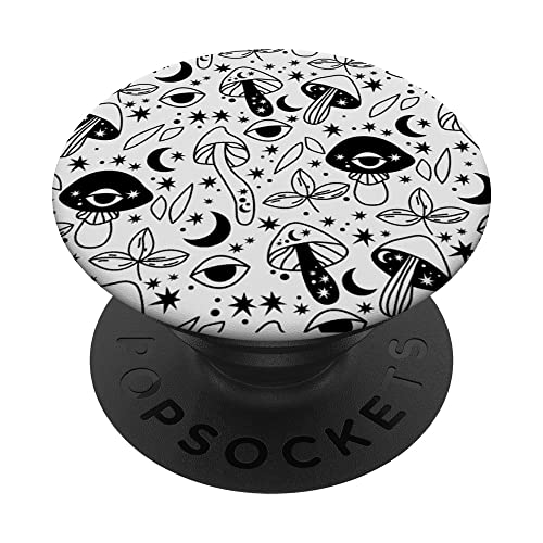 Retro Tropical Mushroom Flower Animal Pattern Design PopSockets Swappable PopGrip