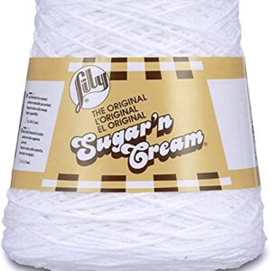 Lily Sugar N Cream Cones White Yarn - 1 Pack of 14oz/400g - Cotton - #4 Medium - 706 Yards - Knitting/Crochet