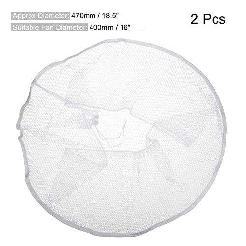 MECCANIXITY Electric Fan Dust Cover 16 Inch Washable Dustproof Guard Mesh Net for Protection, White Pack of 2