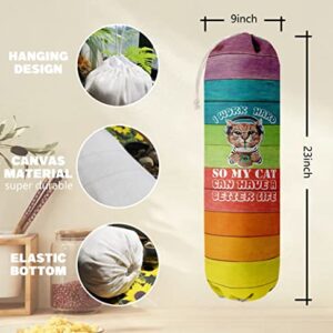 Funny Grocery Bags Holder Organizer For Shopping Bags，Wall Mount Plastic Bags Storage Container Dispensers, Pet Lovers Home Kitchen Gifts For Women, Family, Friends, Cat Mom, Cat Dad