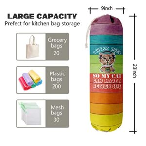 Funny Grocery Bags Holder Organizer For Shopping Bags，Wall Mount Plastic Bags Storage Container Dispensers, Pet Lovers Home Kitchen Gifts For Women, Family, Friends, Cat Mom, Cat Dad