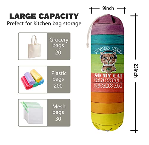 Funny Grocery Bags Holder Organizer For Shopping Bags，Wall Mount Plastic Bags Storage Container Dispensers, Pet Lovers Home Kitchen Gifts For Women, Family, Friends, Cat Mom, Cat Dad