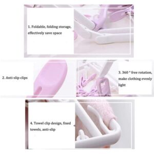 Ruoxian 2 Pieces Laundry Hanger Foldable Portable with Clips Drying Rack for Socks Lingerie Plastic Clothes Travelling (Purple+Green)