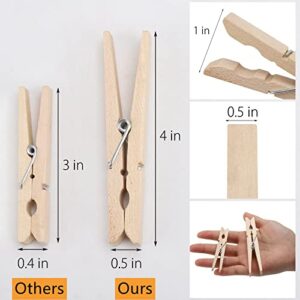 4 inch Clothes Pins Wooden Heavy Duty Wood Clothespins for Hanging Clothes Outdoor Clip,Crafts (30pcs)