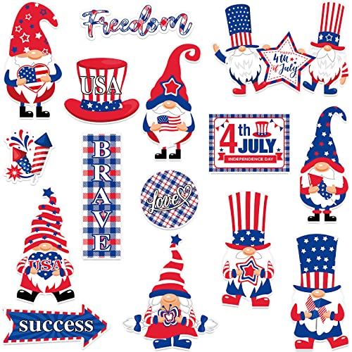 45 Pieces 4th of July Gnomes Bulletin Board Cut Outs Set Patriotic Independence Day Paper Decor Bulletin Board Cutouts Memorial Day Decor for Farmhouse Home Classroom Party