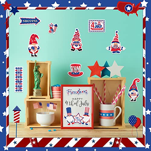 45 Pieces 4th of July Gnomes Bulletin Board Cut Outs Set Patriotic Independence Day Paper Decor Bulletin Board Cutouts Memorial Day Decor for Farmhouse Home Classroom Party