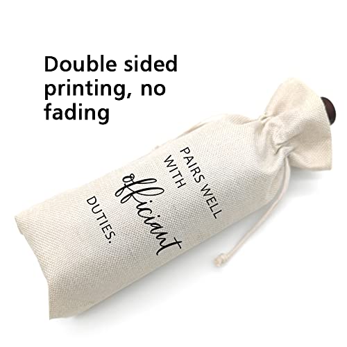 Socive Wedding Wine Bag, Officiant Wine Bag, Officiant Wine Bag Gift, Gift for Wedding Officiant, Pastor Gift, Ordained Minister - Burlap Drawstring Wine Bag