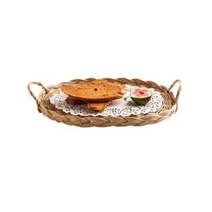 serving tray tray with handle serving tray hand woven tray non-slip multifunctional rattan tray for restaurant party coffee table kitchen serving trays