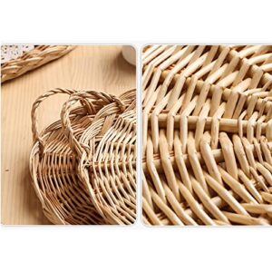 Serving Tray Tray with Handle Serving Tray Hand Woven Tray Non-Slip Multifunctional Rattan Tray for Restaurant Party Coffee Table Kitchen Serving Trays