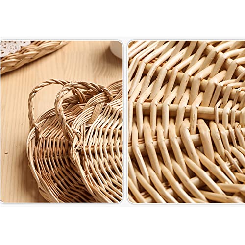 Serving Tray Tray with Handle Serving Tray Hand Woven Tray Non-Slip Multifunctional Rattan Tray for Restaurant Party Coffee Table Kitchen Serving Trays