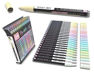 tooli-art acrylic paint markers paint pens special colors set for rock painting, canvas, fabric, glass, mugs, wood, ceramics, plastic, multi-surface. non toxic, water-based (pastel)